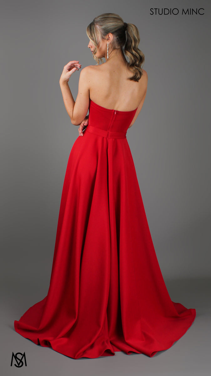 Sweetheart - Red Formal Dress | Strapless Corset Leg Split Gown – STUDIO MINC