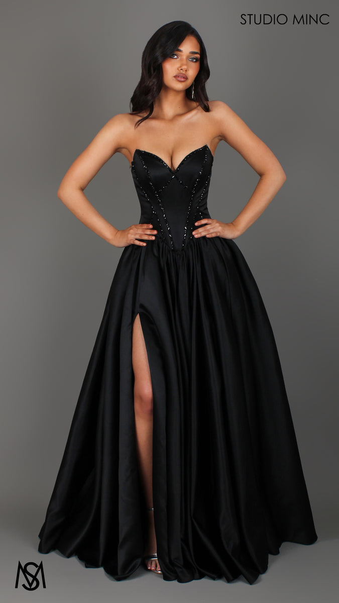 Palais - Black Formal Dress, drop waist gown hand beaded, basque waist ...