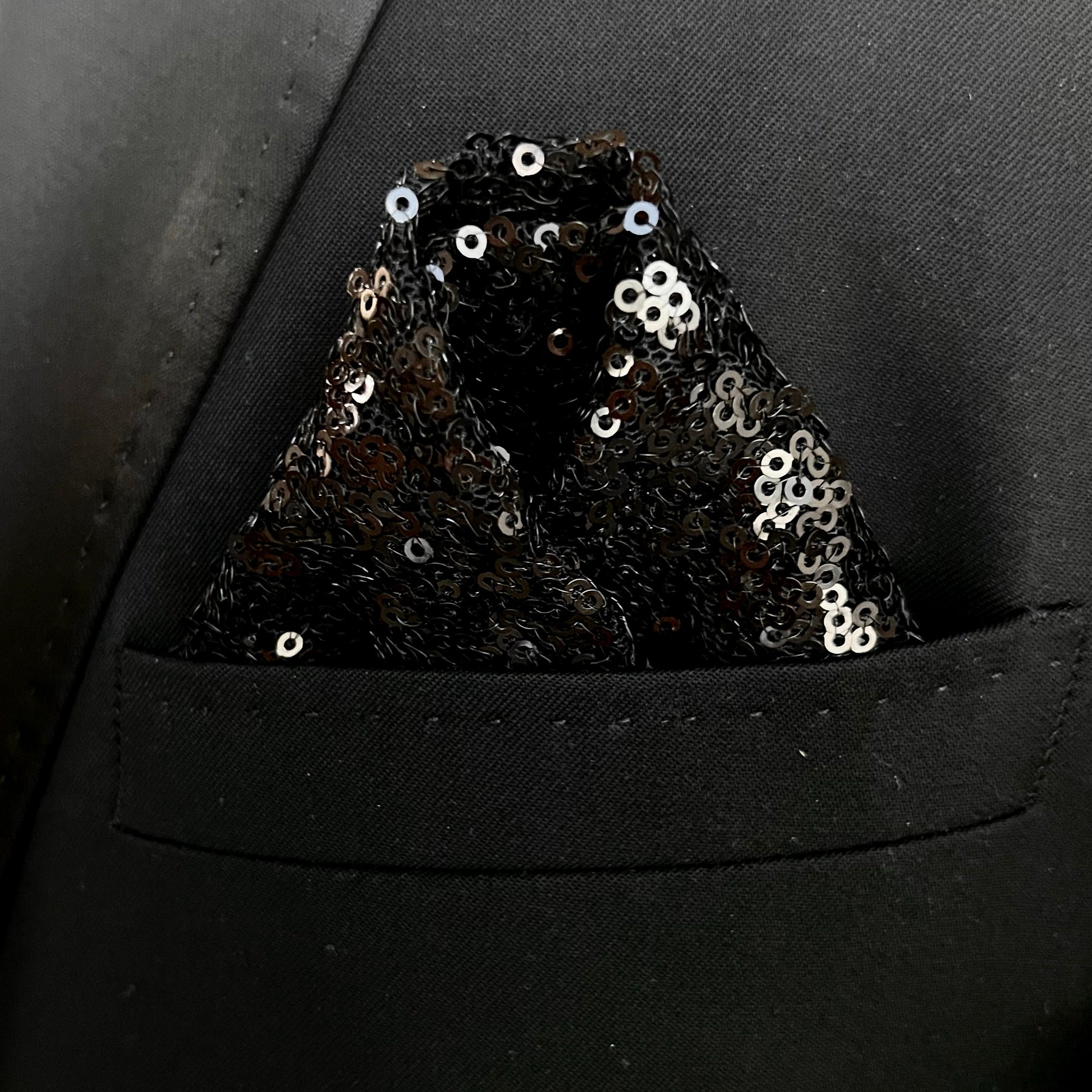 Black Sequin Pocket Square – STUDIO MINC