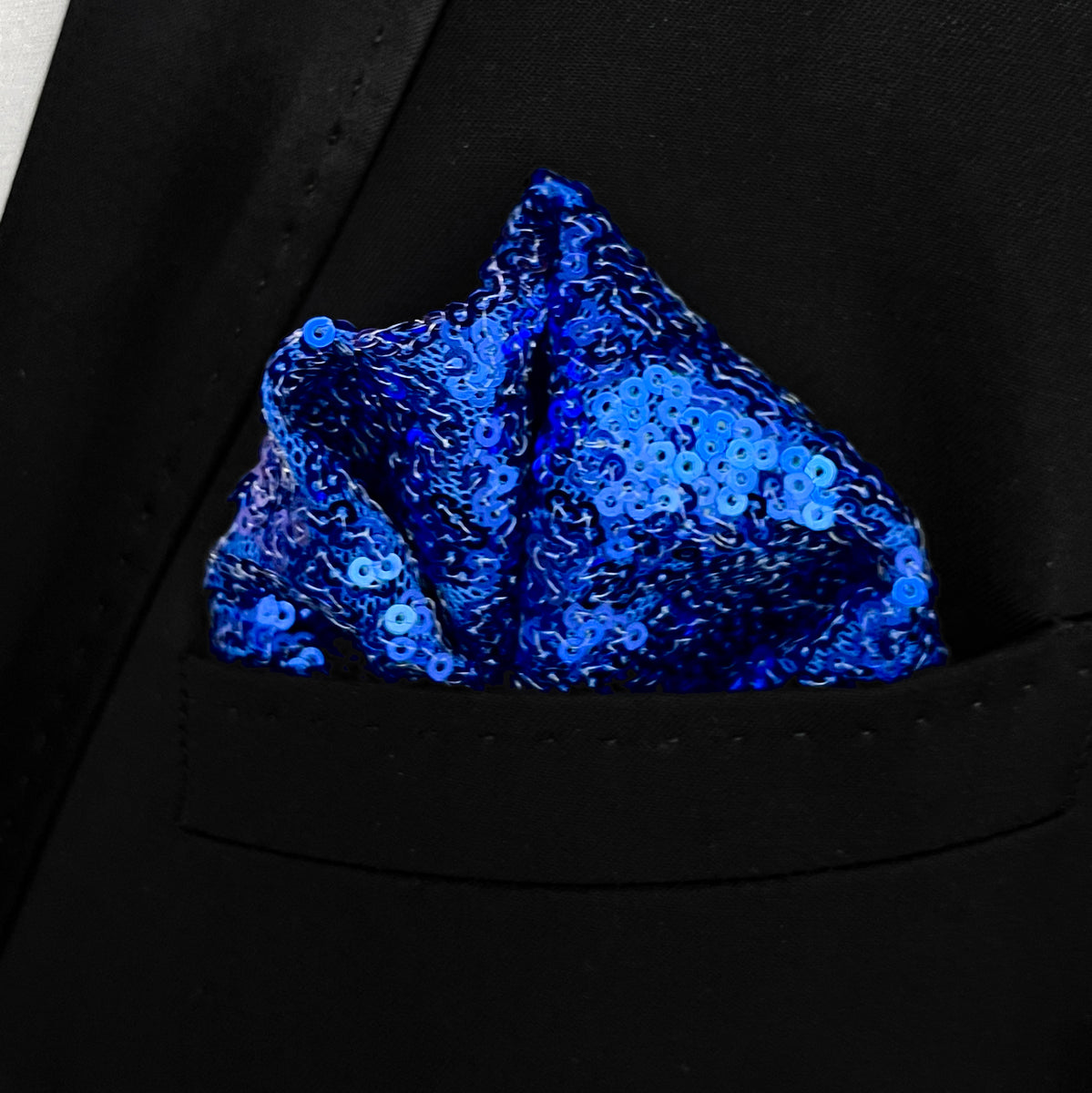 Cobalt Sequin Pocket Square – STUDIO MINC