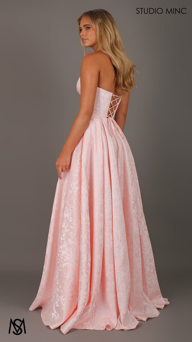 POSIE | Light pink Formal Dress, Strapless Basque waist Corset Beaded ...