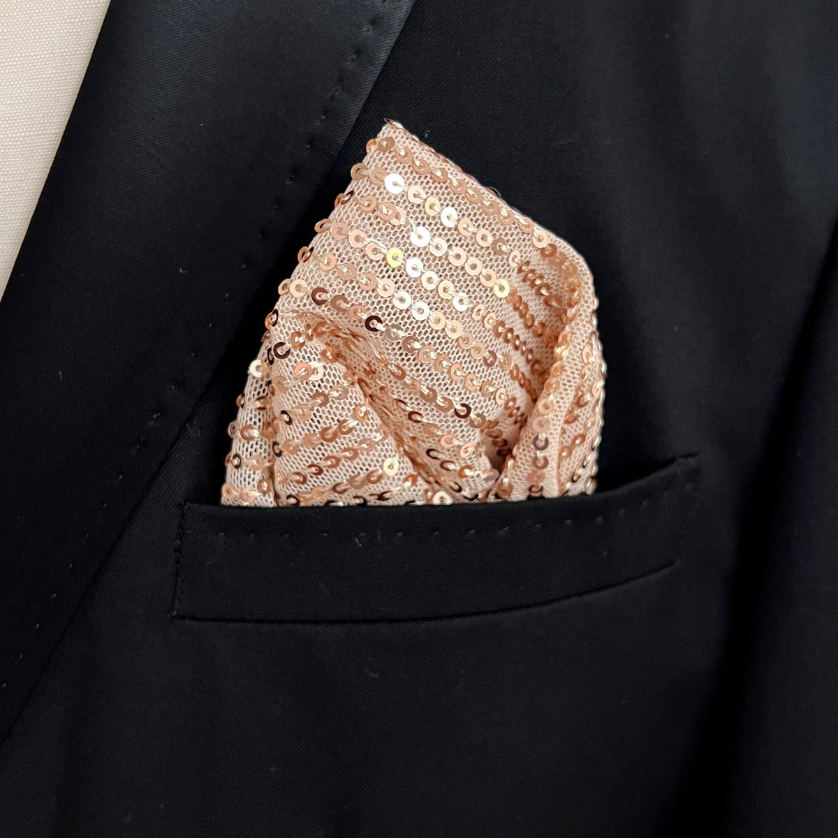 Champagne Gold Pocket Square | Sequin Stripe – STUDIO MINC