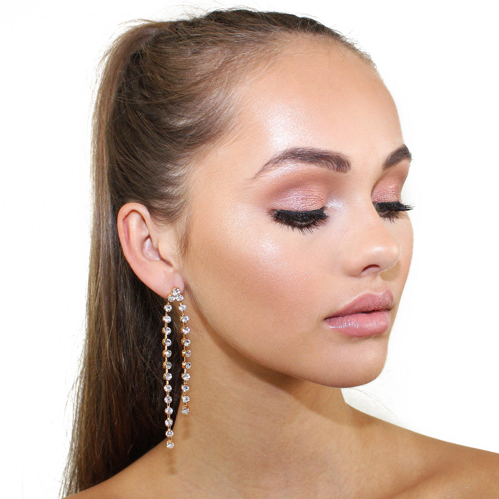 Droplet - Gold Formal Prom Earrings | Diamante – STUDIO MINC