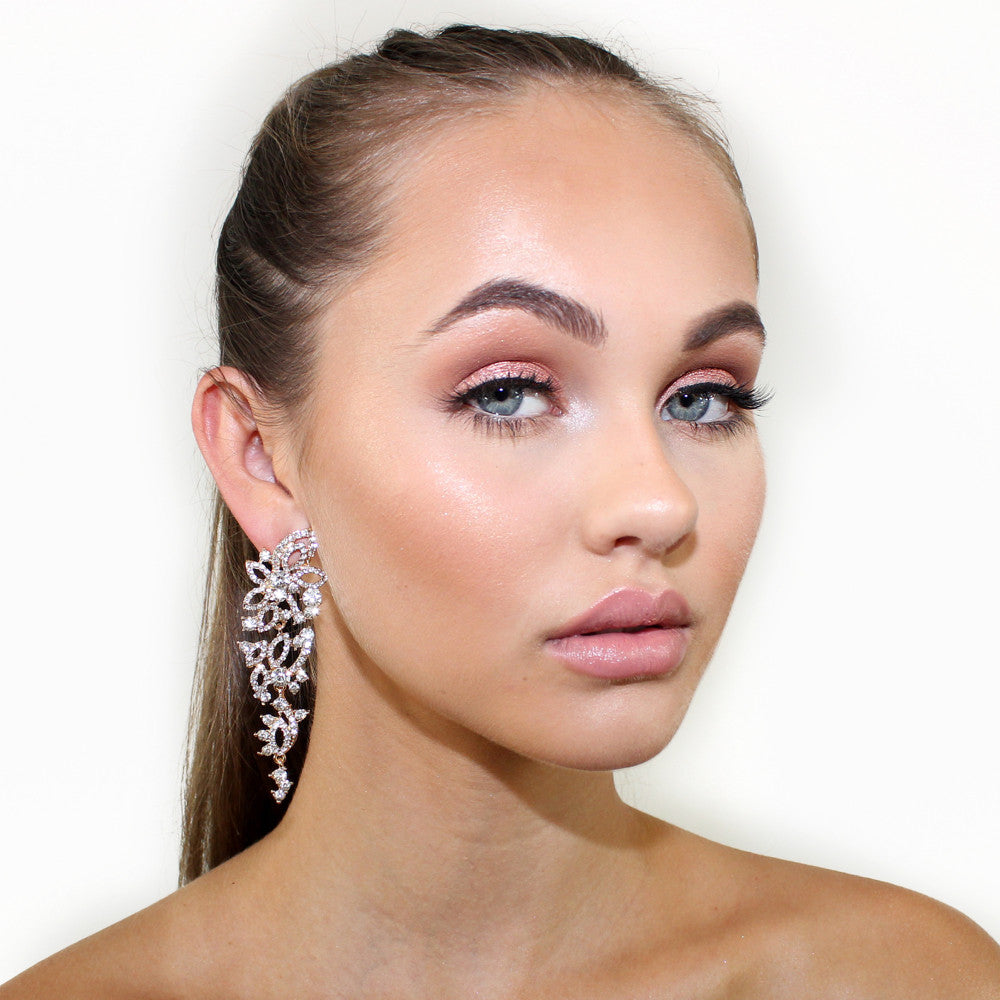 Garden - Gold Formal Prom Earrings | Diamante – STUDIO MINC