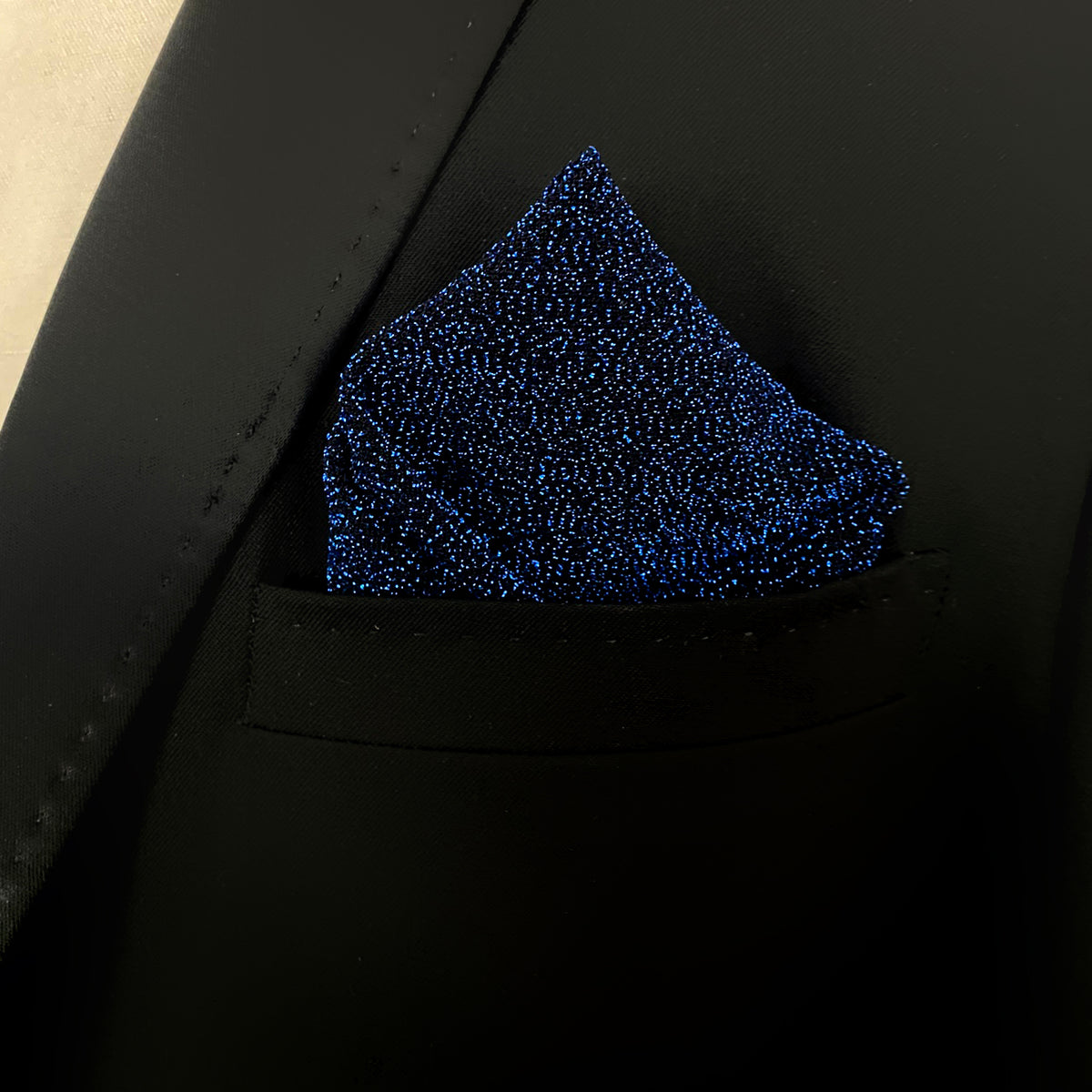 Navy Blue Pocket Square | Shimmer Glitter Knit – STUDIO MINC